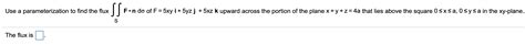 Solved Use A Parameterization To Find The Flux SS Fondo Of F Chegg