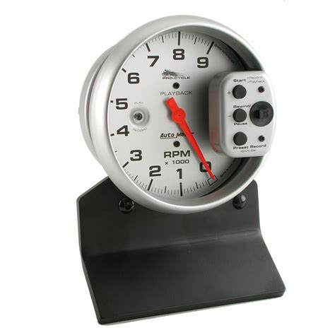 Autometer Tachometer Gauge 5 9k Rpm Pedestal W Rpm Playback Silver