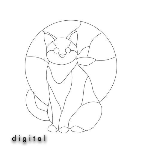 Black Cat Stained Glass Pattern Free Vectors Stained Glass Cat Red