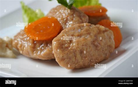 Traditional Jewish Passover Food Gefilte Fish With Carrots Horseradish