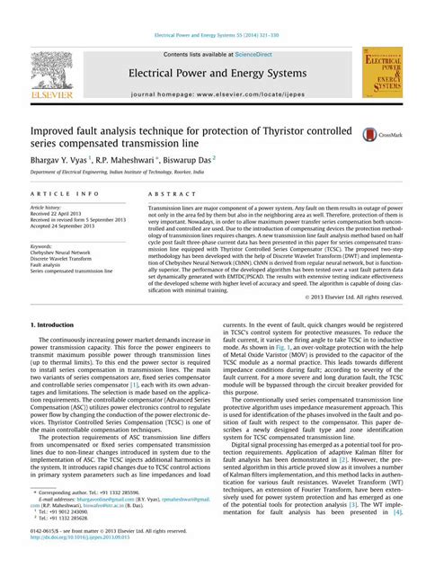 Pdf Improved Fault Analysis Technique For Protection Of Thyristor