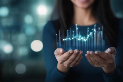 Smiling Professional Woman Presenting Data Analytics Concept With Glowing Graph 53790872 Stock