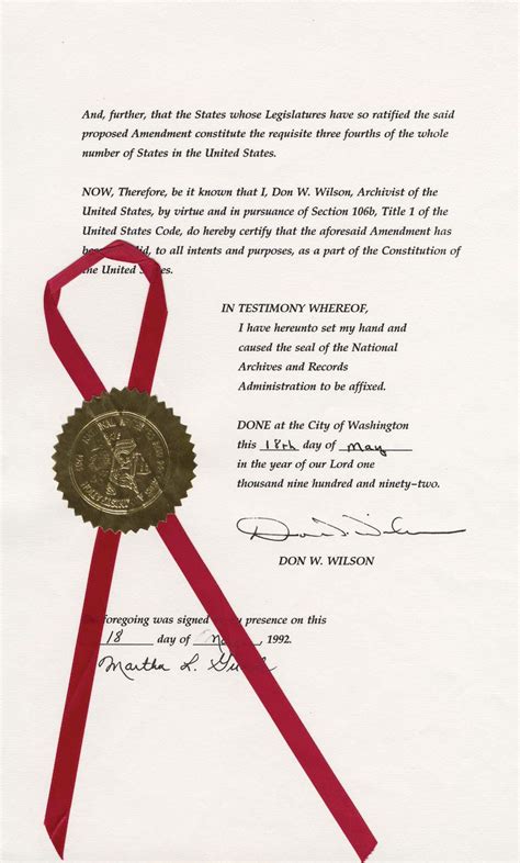 Twenty Seventh Amendment Ratification Congressional Pay Limitations Britannica