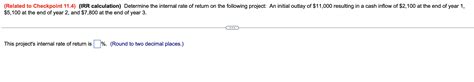 Solved Related To Checkpoint 114 Irr Calculation
