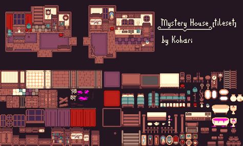 Mystery House Pixel Tileset 16x16 By Kohari