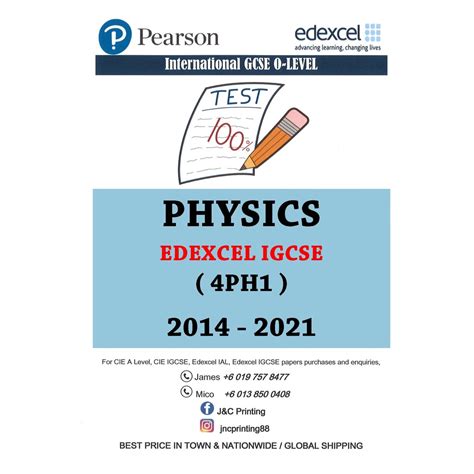 edexcel igcse o level past year papers physics 4ph1 p1andp2 shopee