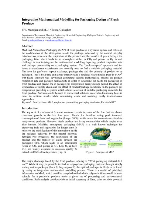 Pdf Integrative Mathematical Modelling For Packaging Design Of Fresh Produce