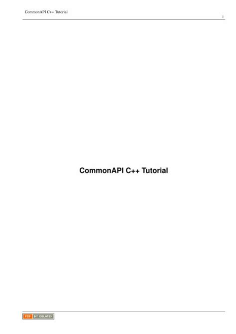Pdf Commonapi C Tutorial Genivi Alliance · 4 Advanced Topics 7 Commonapi C Tutorial