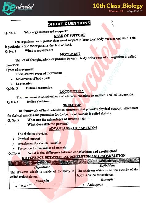Chapter 4 Biology 10th Class Notes Matric Part 2 Notes