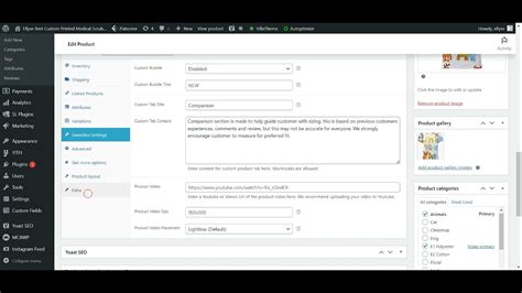 Edit Custom Tabs Woocommerce Product Youtube