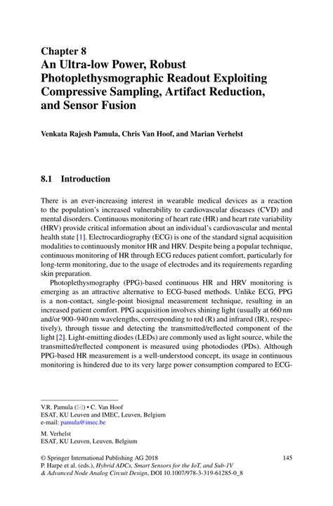 Pdf An Ultra Low Power Robust Photoplethysmographic Readout Exploiting Compressive Sampling