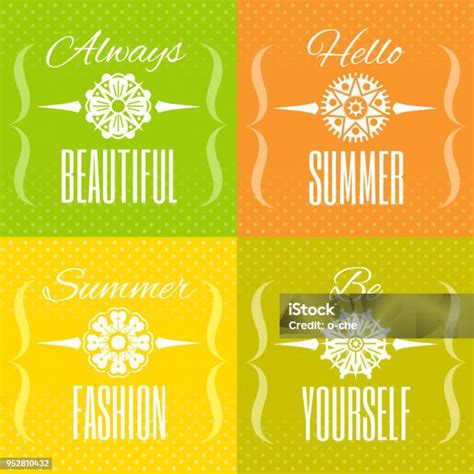 안녕하세요 여름 텍스트 문자 로고 세트 꽃 실루엣 아이콘 벡터 일러스트 레이 션입니다 추상 템플릿 디자인 요소입니다 0명에 대한 스톡 벡터 아트 및 기타 이미지 Istock