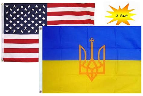 3x5 3x5 Wholesale Set 2 Pack Usa American And Ukraine Large Trident