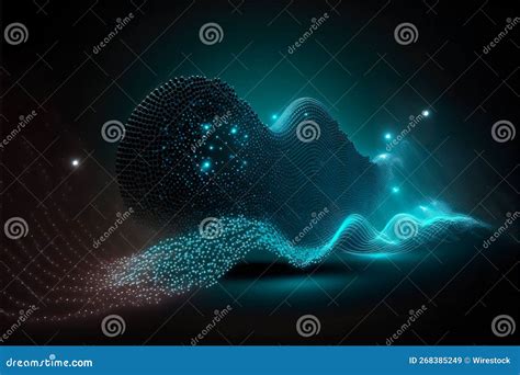 Illustration Of Motion Waving Dots Texture With Glowing Particles