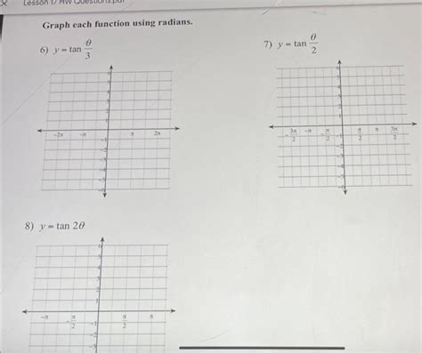 Solved Graph Each Function Using Radians 6 Y Tan3θ 7