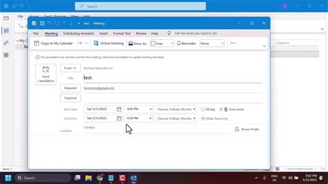 How To Cancel Meeting In Outlook Without Sending Notification Youtube