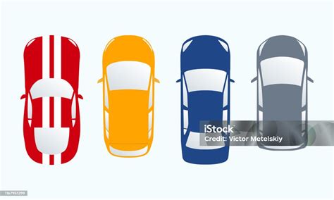 자동차 아이콘 세트입니다 플랫 스타일의 탑 뷰 자동차 벡터 그림입니다 차에 대한 스톡 벡터 아트 및 기타 이미지 차 만화 바로 위 Istock