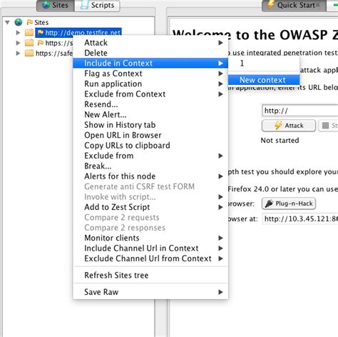 Choose A Suitable Name And Set It As A Context Name Eg Testfire