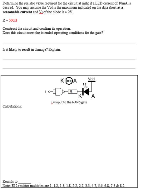 Solved Determine The Resistor Value Required For The Circuit Chegg