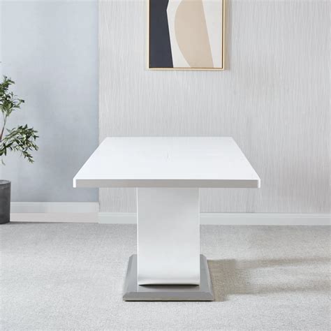 White Modern Dining Table W Extension Rdt219 Artisan