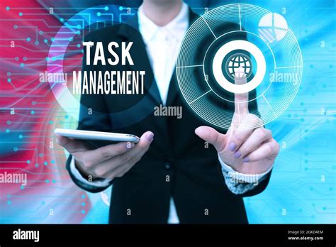 Text Sign Showing Task Management Word Written On The Process Of Managing A Task Through Its
