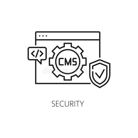 Security Cms Content Management System Line Icon Stock Vector