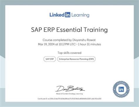 Divyanshu Rawat On Linkedin 🚀 Excited To Announce Completion Of Sap Erp Course 🚀 Thrilled To