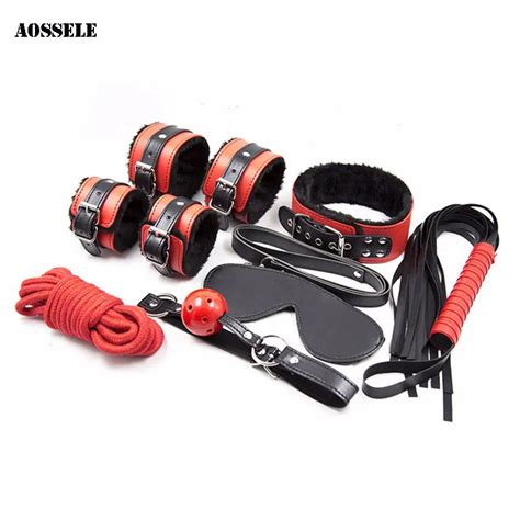 7 Pcsset Erotic Toys For Adults Bdsm Sex Bondage Set Handcuffs Gag Whip Rope Collar Sm Sex Toys