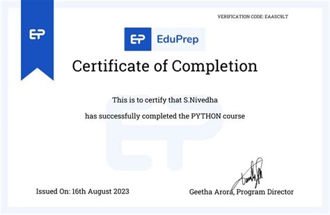 Nivedha S On Linkedin I Have Successfully Completed The Python Course In Eduprepskr Engineering