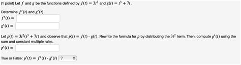 Solved 1 Point Let F And G Be The Functions Defined By Chegg Com