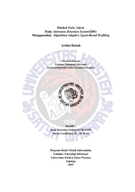 pdf deteksi false alarm pada intrusion detection system ids