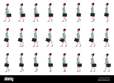 businesswoman character walk cycle animation sequence loop animation