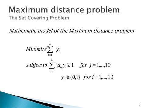 Ppt Maximum Distance Problem The Set Covering Problem Powerpoint Presentation Id3798882