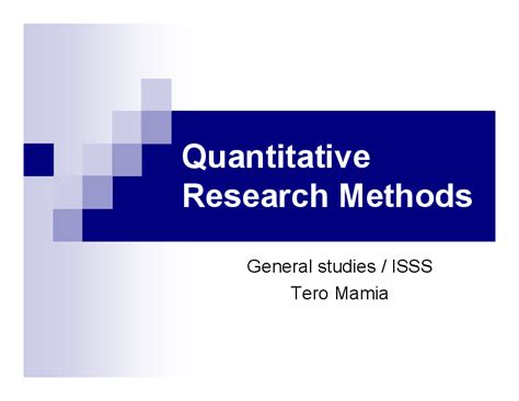 Pdf Quantitative Research Methods Introduction To Research Methods