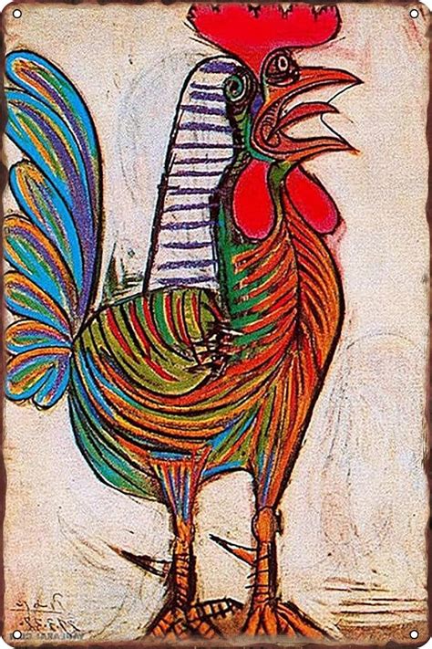 A Rooster Pablo Picasso 1938 Poster Metal Tin Sign