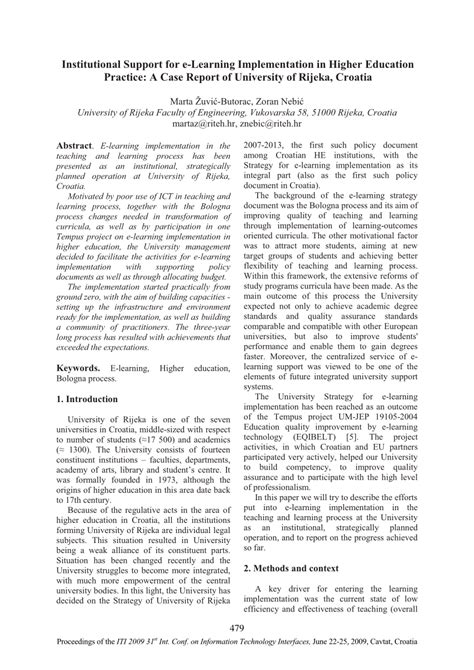 Pdf Institutional Support For E Learning Implementation In Higher Education Practice A Case