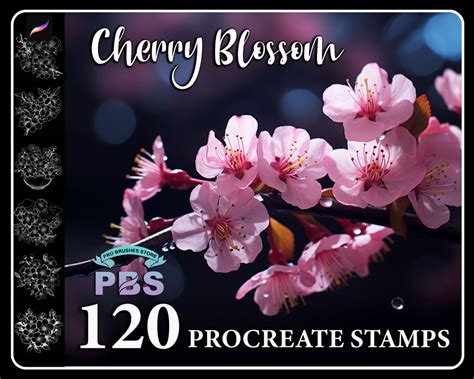 120 Cherry Blossom Procreate Stamps Floral Brush Set Digital Download