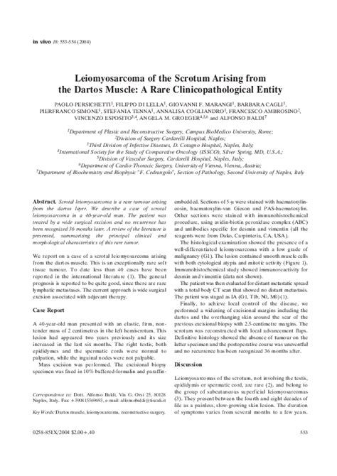 Pdf Leiomyosarcoma Of The Scrotum Arising From The Dartos Muscle A Rare Clinicopathological