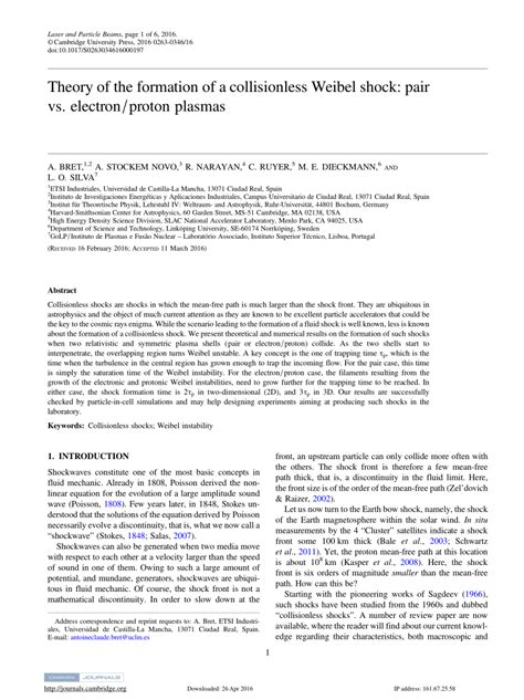 Pdf Theory Of The Formation Of A Collisionless Weibel Shock Pair Vs
