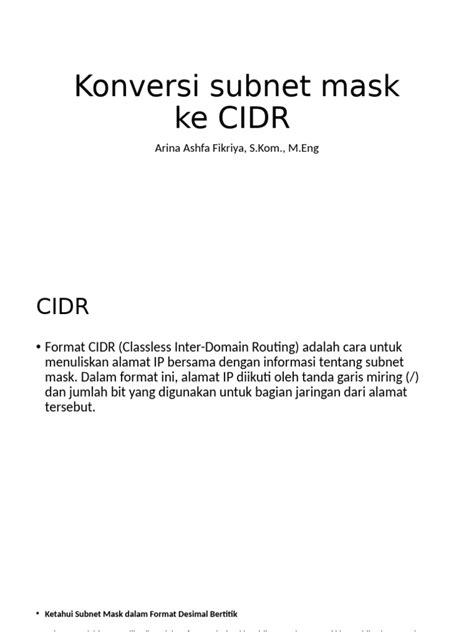 Konversi Subnet Mask Ke Cidr Pdf