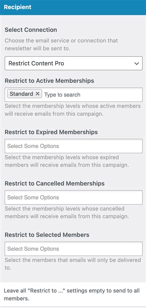 how to send emails to restrict content pro members in wordpress