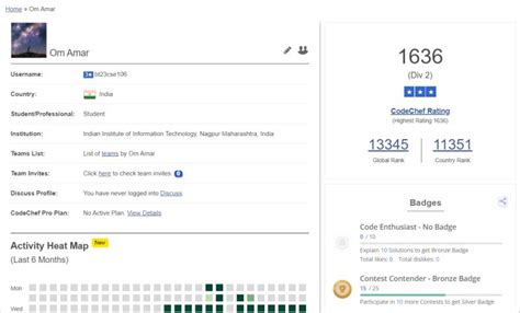 Reached 3 Star Today On Codechef Finally After 13 Contests Om Amar