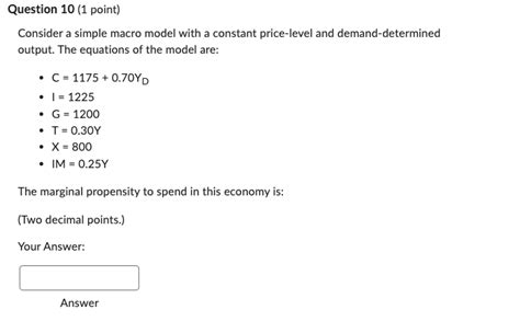 Solved Consider A Simple Macro Model With A Constant Chegg