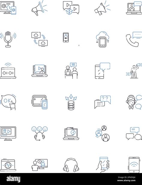 Internet Communication Line Icons Collection Chat Email Instant Messaging Social Media
