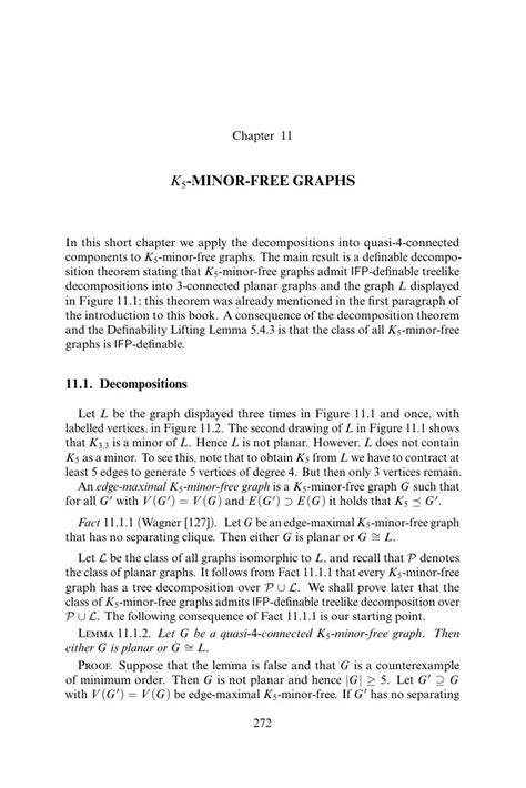 K5 Minor Free Graphs Chapter 11 Descriptive Complexity Canonisation And Definable Graph
