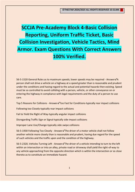 Sccja Pre Academy Block 4 Basic Collision Reporting Uniform Traffic Ticket Basic Collision