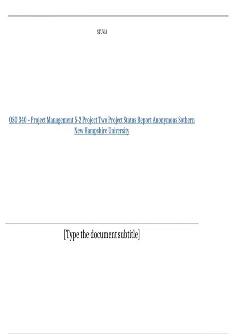 Qso 340 Project Management 5 2 Project Two Project Status Report