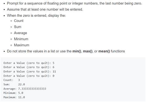 Solved Prompt For A Sequence Of Floating Point Or Integer Chegg