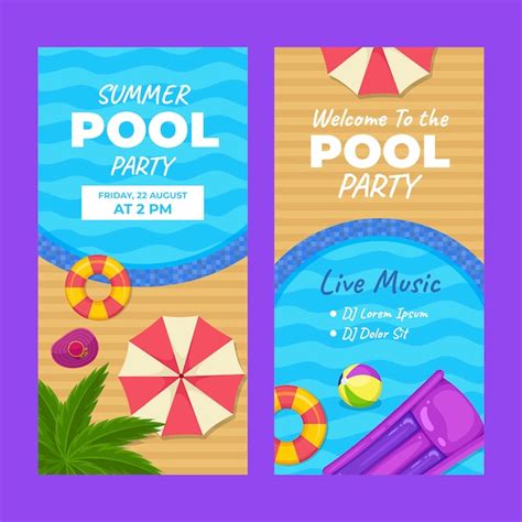 Premium Vector Vertical Poster Template For Pool Party