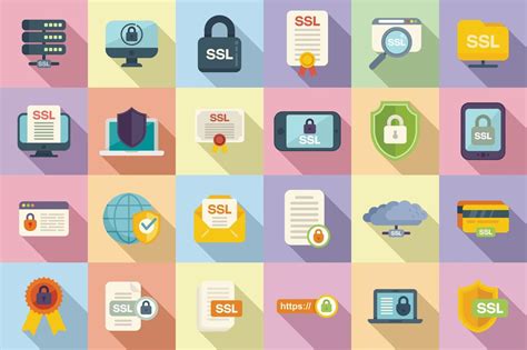 Ssl Certificate Icons Set Flat Vector Ssl Security 12321580 Vector Art At Vecteezy